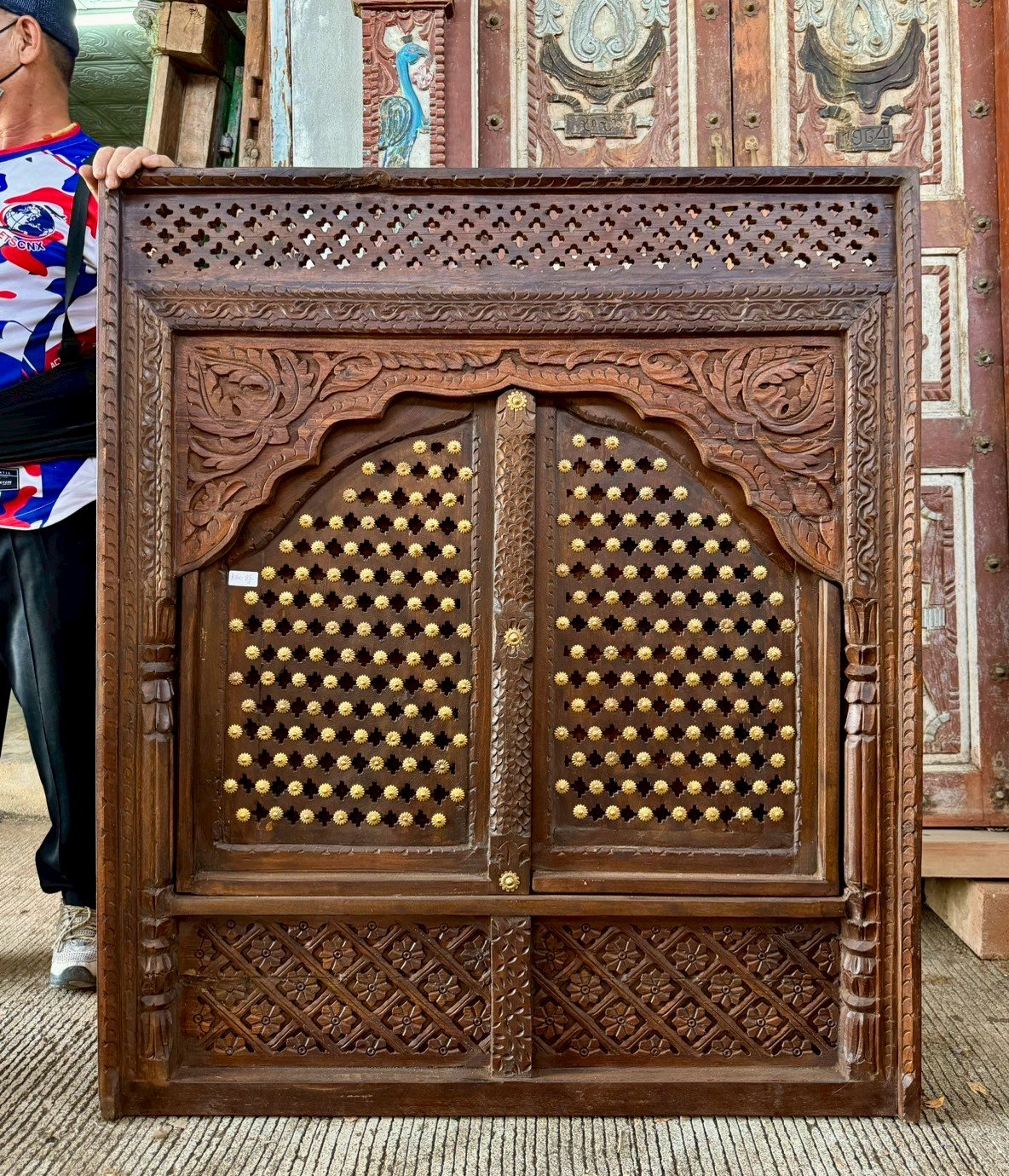 Spectacular Arch Window Flower Brass with Lattice Top