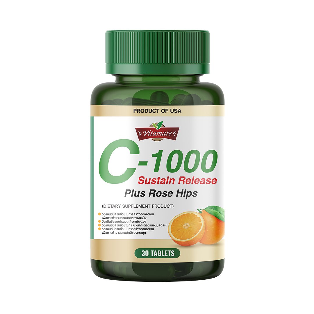 Vitamate C-1000 Sustain Release Plus Rose Hips - skinusloc