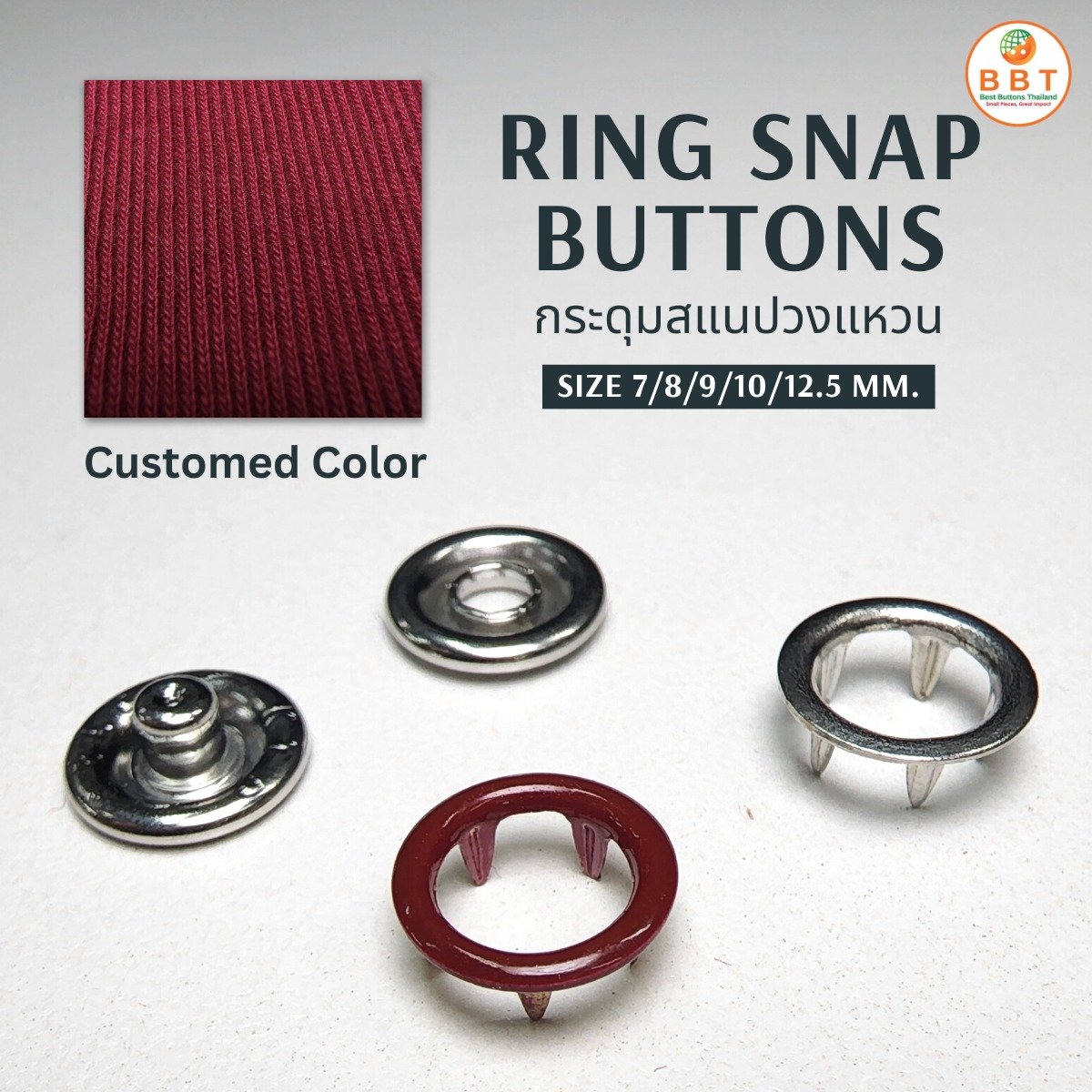 Red Ring Snap Buttons - bestbuttonsthailand
