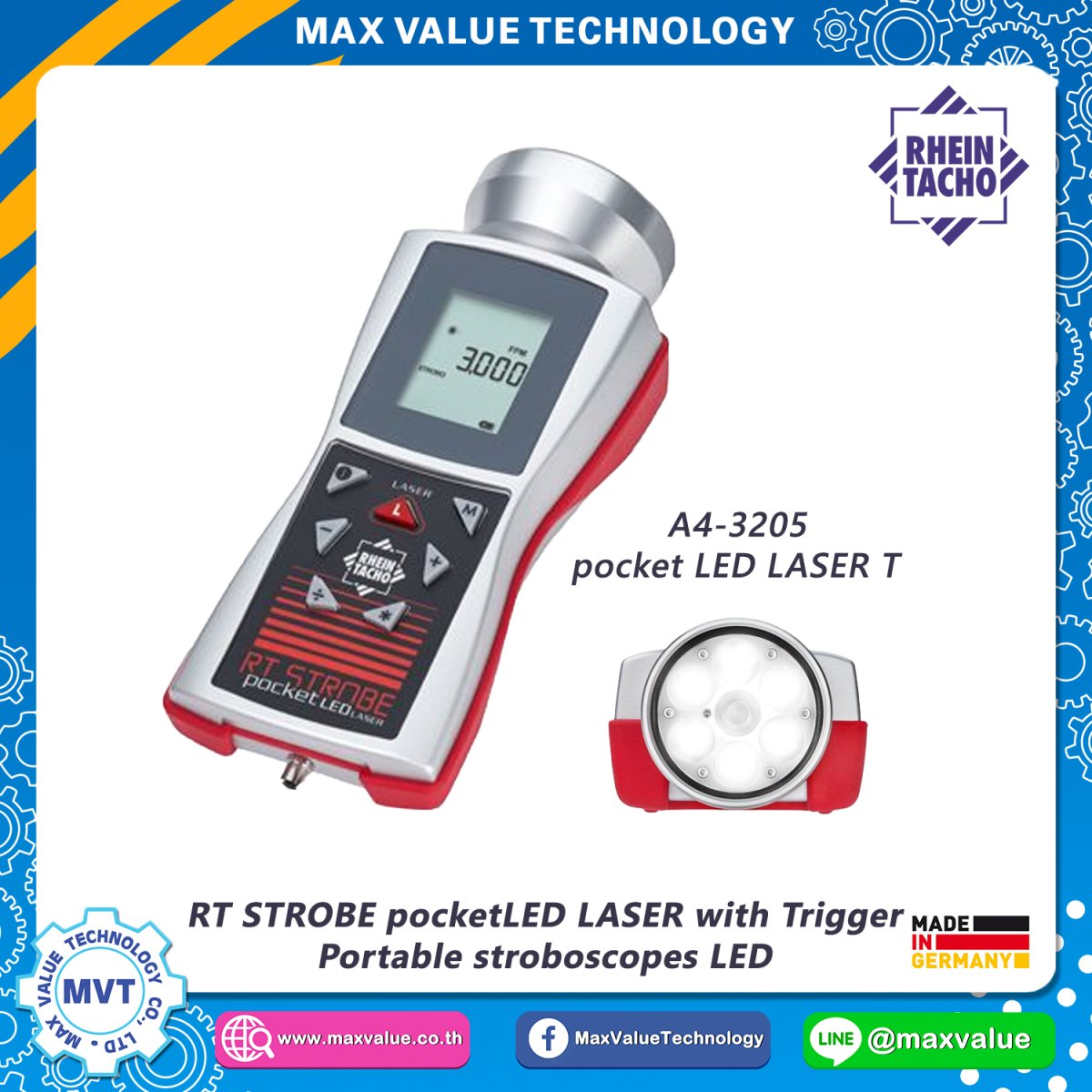 Portable stroboscope RT STROBE pocketLED LASER with Trigger