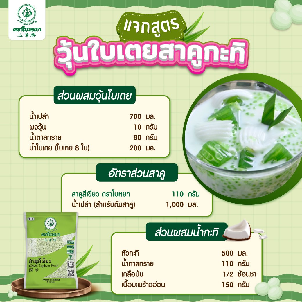 Pandan jelly and tapioca pearl and coconut milk syrup