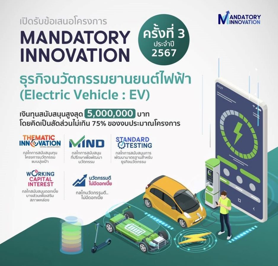 สมัครด่วน! NIA เปิดรับข้อเสนอขอรับทุนโครงการนวัตกรรมยานยนต์ไฟฟ้าและเทคโนโลยีเกี่ยวเนื่อง ครั้ง ...