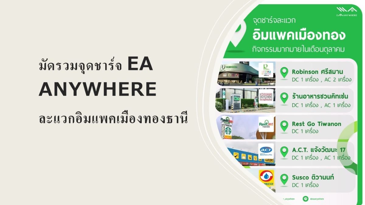 มัดรวมจุดชาร์จ EA ANYWHERE ละแวกอิมแพคเมืองทองธานี ต้อนรับเทศกาลคอนเสิร์ตและสารพัดกิจกรรม