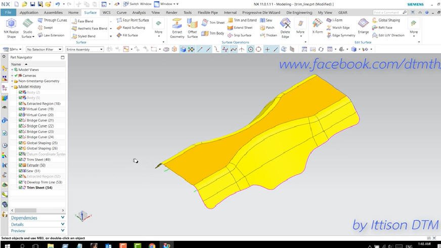 How to use develop trim line in NX11.