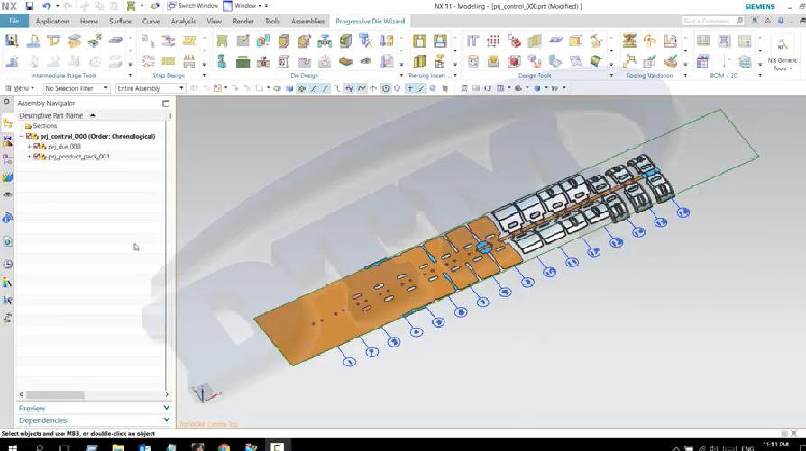 The progressive die structure design by NX11.0
