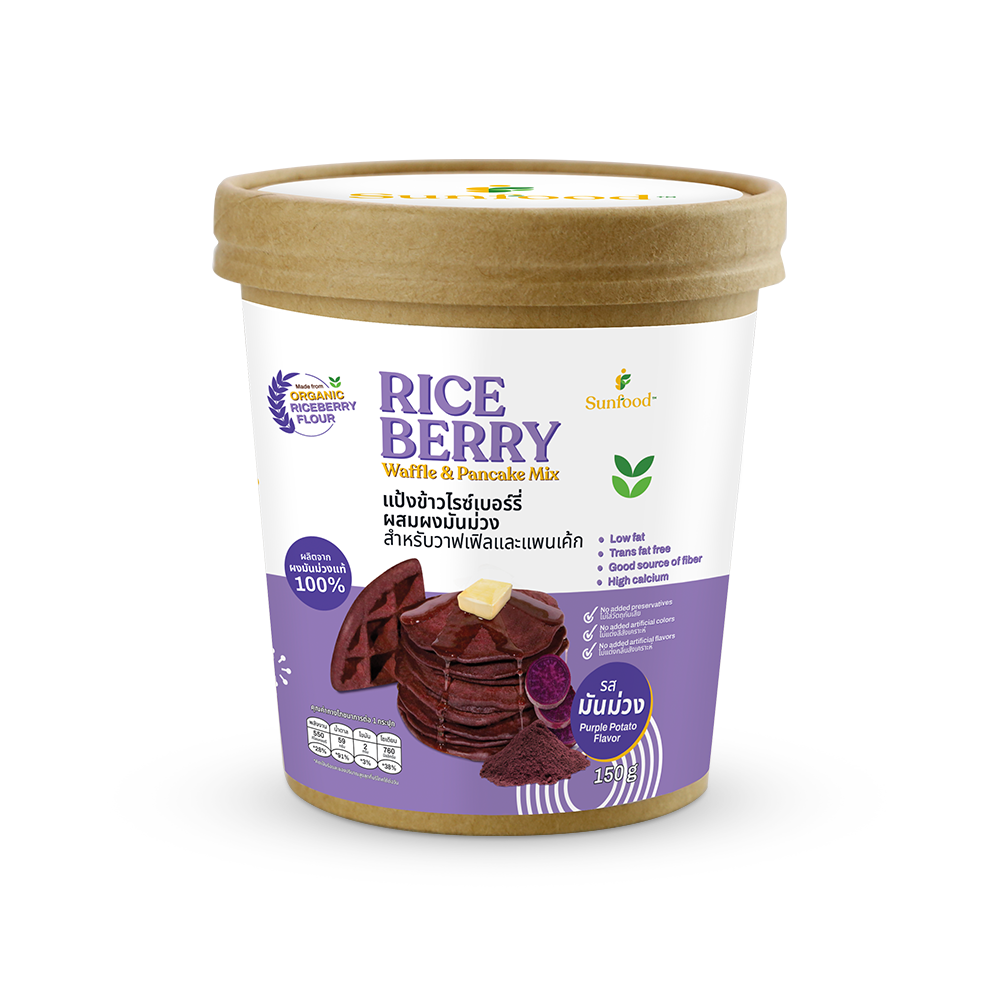 Riceberry Rice Flour Waffle & Pancake Mix (Purple Potato) - sunfoodthailand