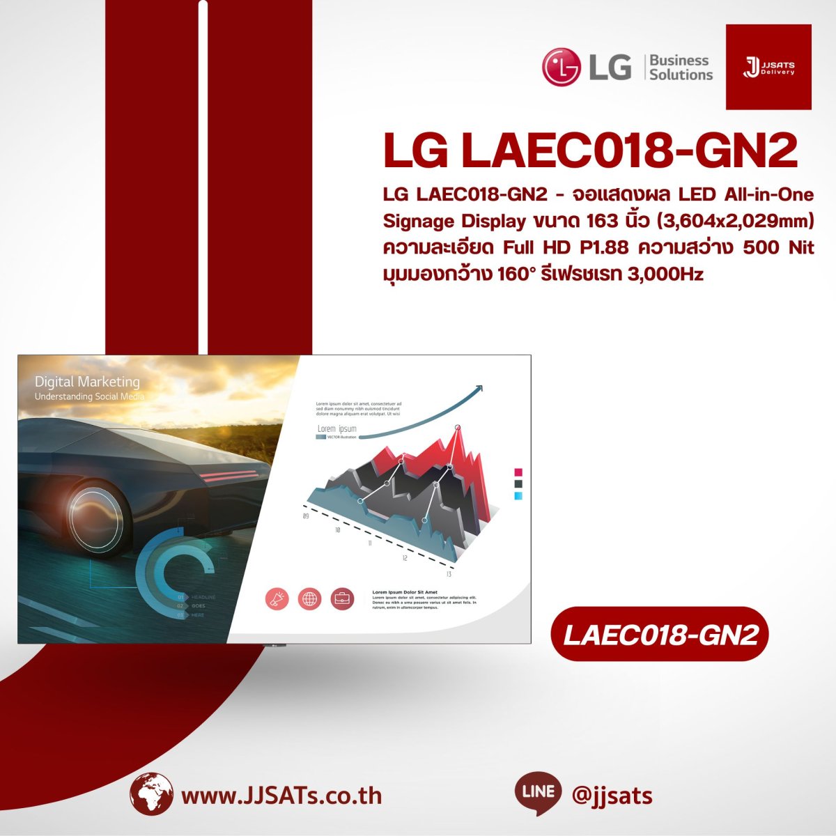 จอแสดงผล LED All-in-One Signage Display | LG | LAEC018-GN2 | ขนาด 163 ...