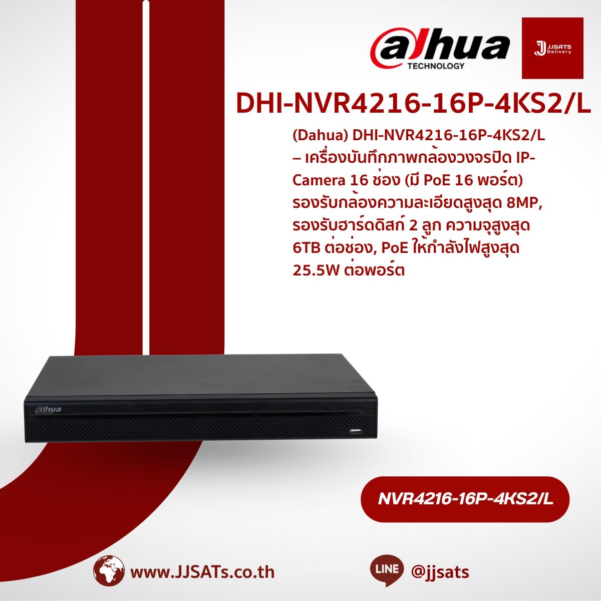Dahua NVR4216-16P-4KS2/L NVR | 16-Channel, 8MP (4K) Max Resolution, 2 ...