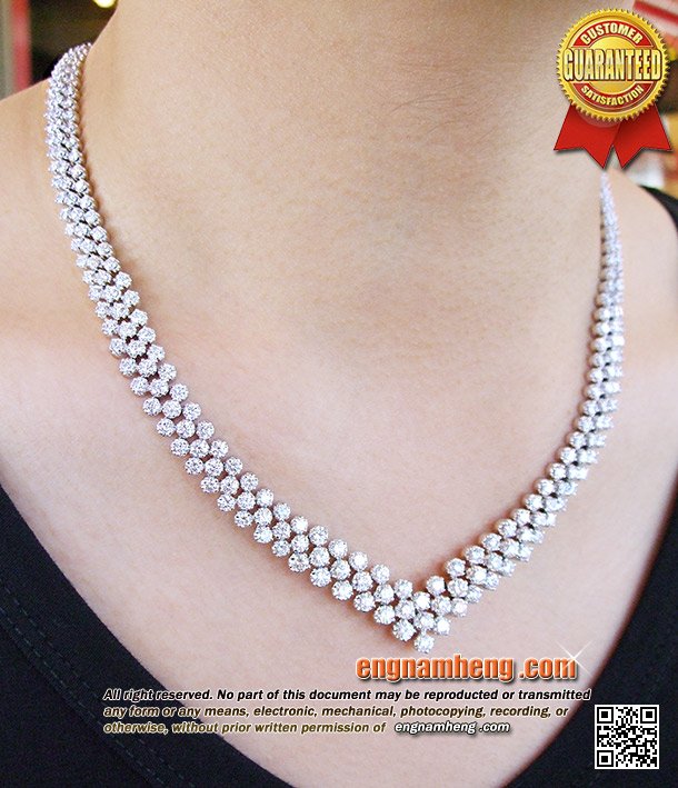 สร้อยคอเพชรน้ำ 99 E-Color/VVS1 น้ำหนักเพชรทั้งหมด 22.18 กะรัต เพชรขาว ...