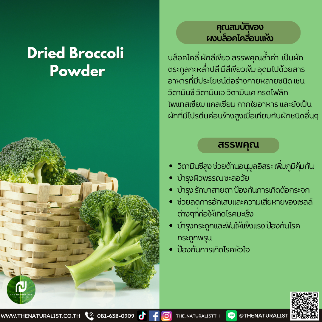 ผงบล็อคโคลี่อบแห้ง - Dried Broccoli Powder - thenaturalist