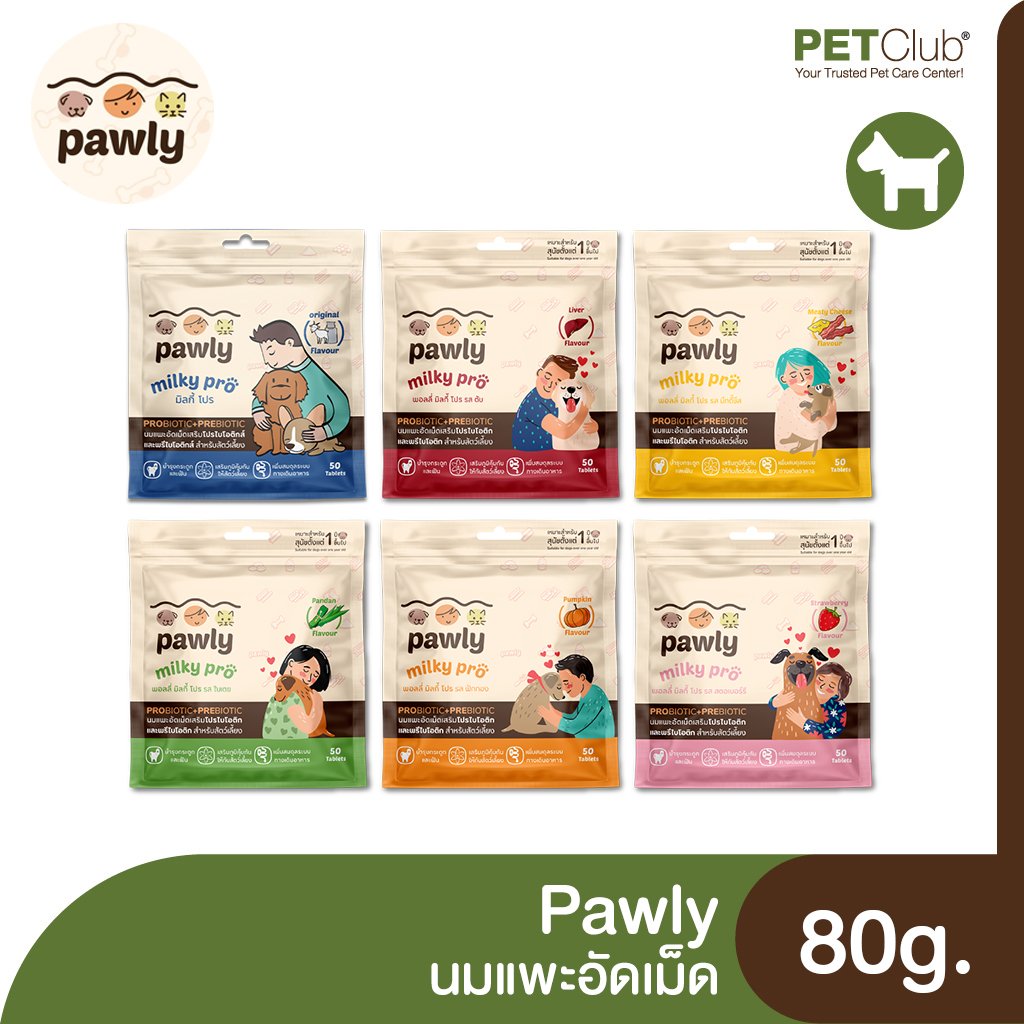 Pawly Milky Pro นมแพะอัดเม็ดเสริมโปรไบโอติกและพรีไบโอติก