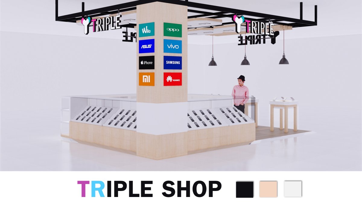 ออกแบบ 3D ร้านจำหน่ายมือถือ ร้าน TRIPLE SHOP จ.ชัยภูมิ - furstudio-design