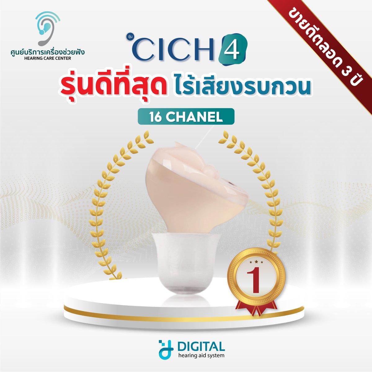 เครื่องช่วยฟังรุ่นCICH 4 คุณภาพเสียงดีที่สุด ปกปิด98%