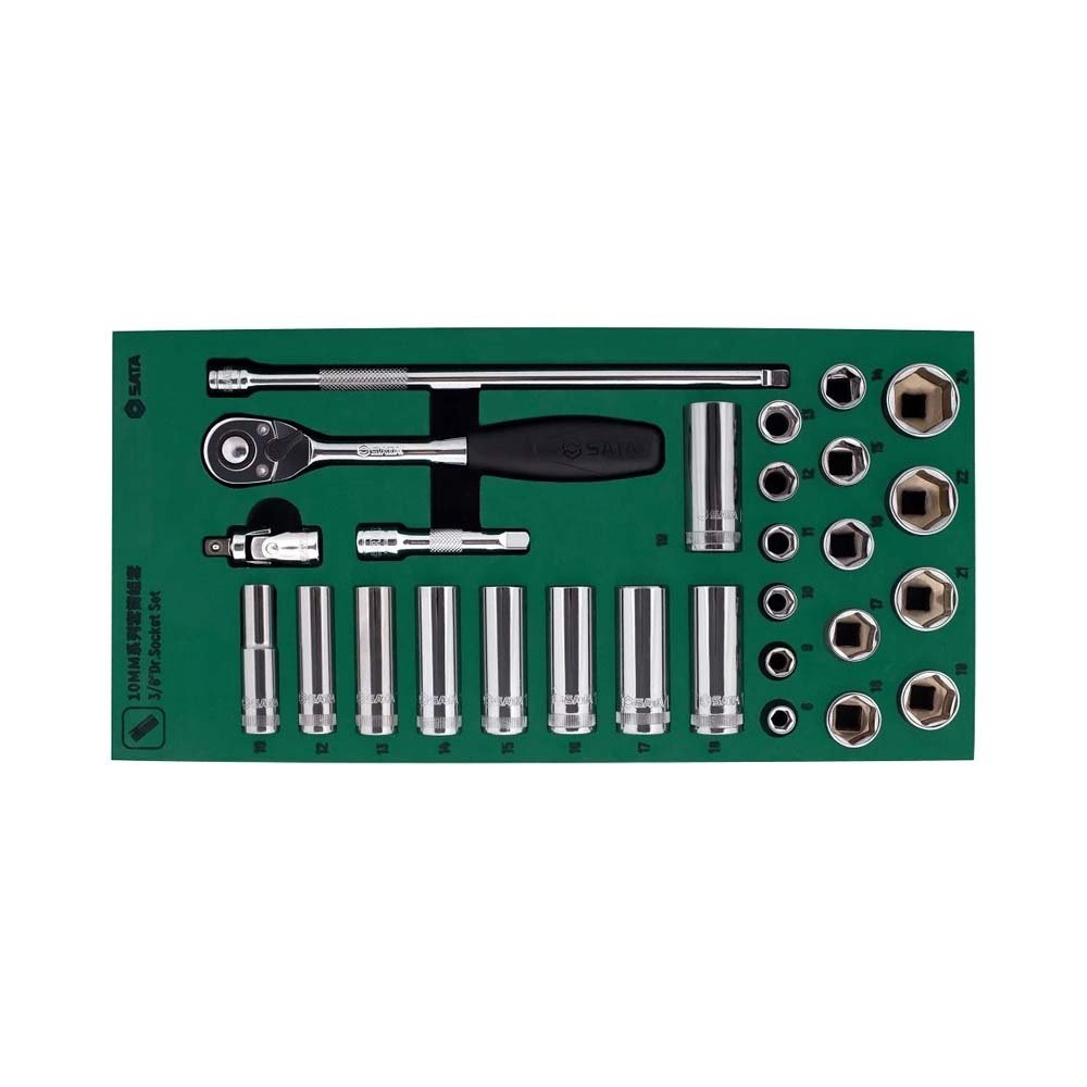 SATA ชุดถาดลูกบล็อกและด้ามฟรี 3/8" 28 ชิ้น รุ่น SATA 09902