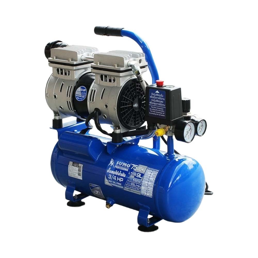 SUMO ปั๊มลมไร้น้ำมัน Silent Oil Free Air compressor L Type 9L - tp ...