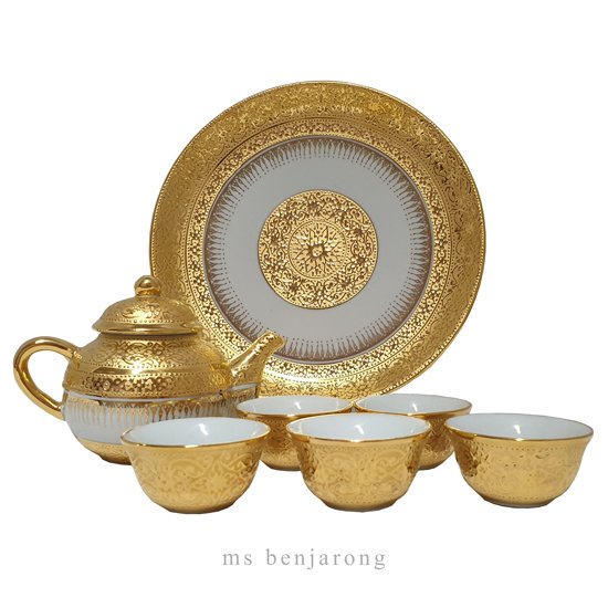 Fish Sauce Tea Set | Benjarong | Gold