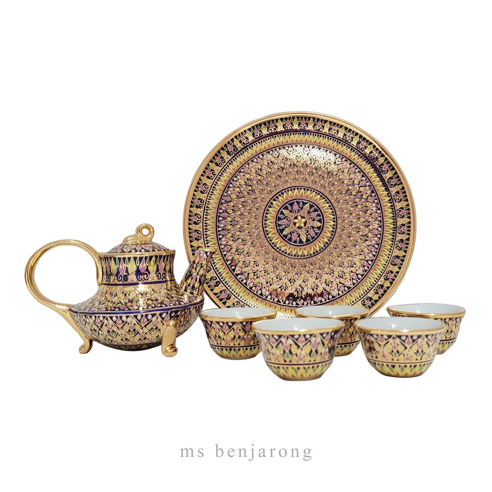 ชุดกาน้ำชา เบญจรงค์ | Three Legs Tea Set Benjarong by MS Benjarong