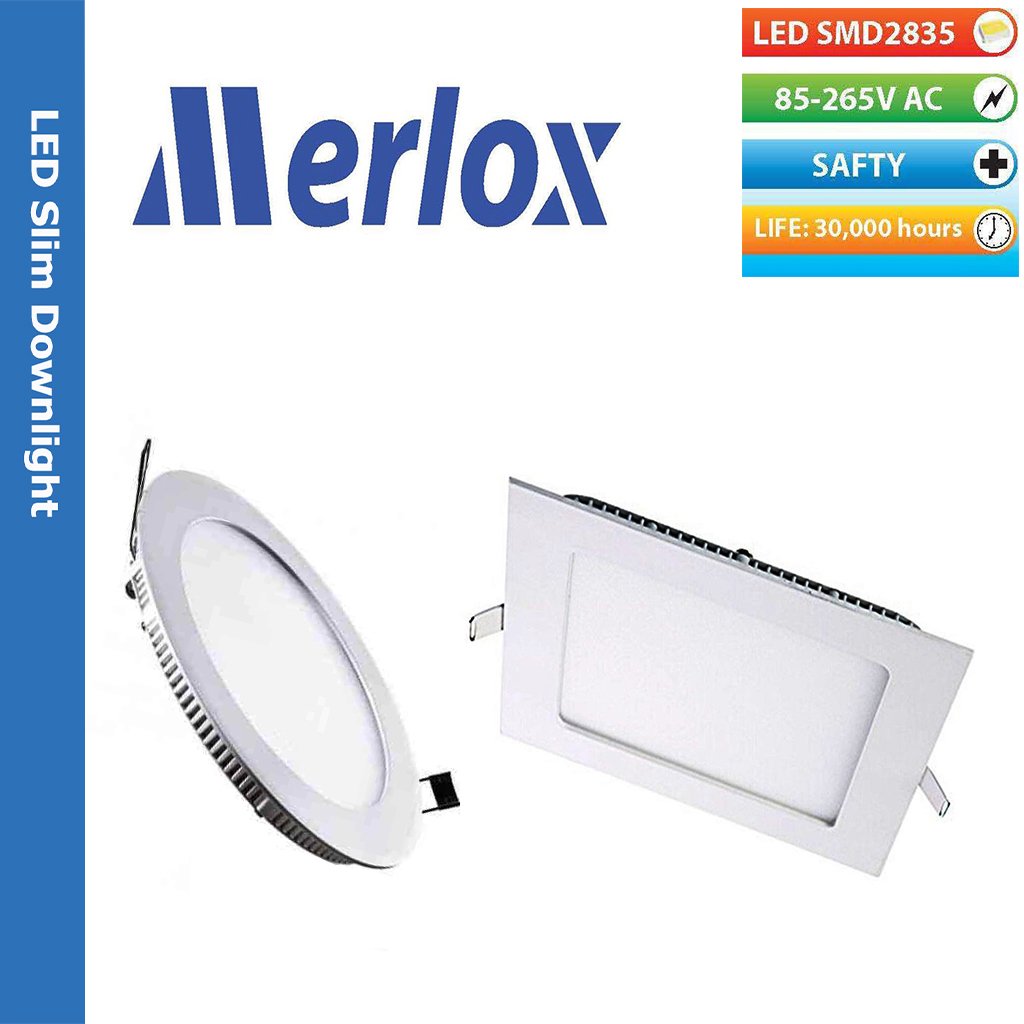 โคมดาวน์ไลท์ฝังฝ้า LED ทรงเหลี่ยม 85-265V 9W 720LM Merlox - merloxlight