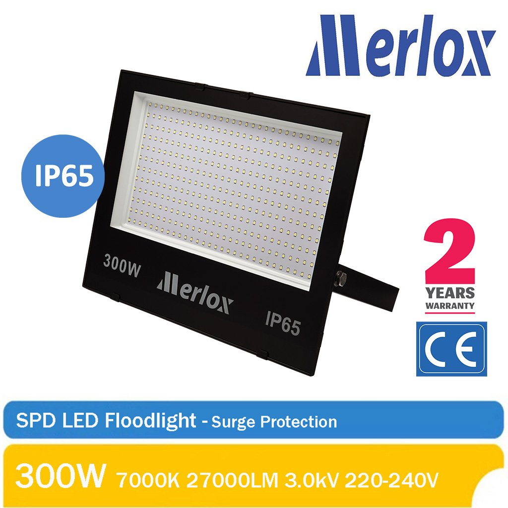 โคม SPD LED FLOODLIGHT 220-240V 300W 7000K 27000LM 3.0kV MERLOX (with ...