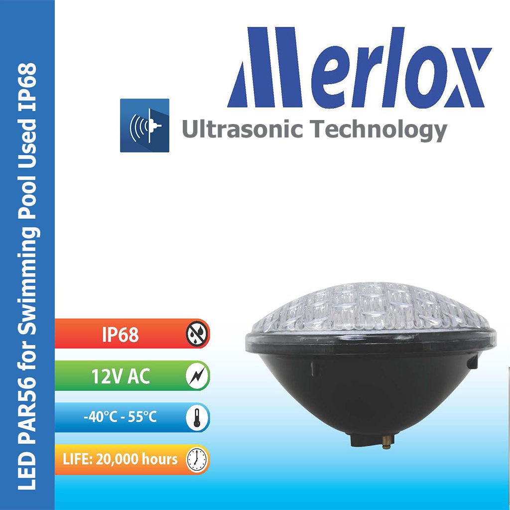 หลอดไฟสระน้ำ LED PAR56 12V 33W 2500LM 3000K 120° Merlox