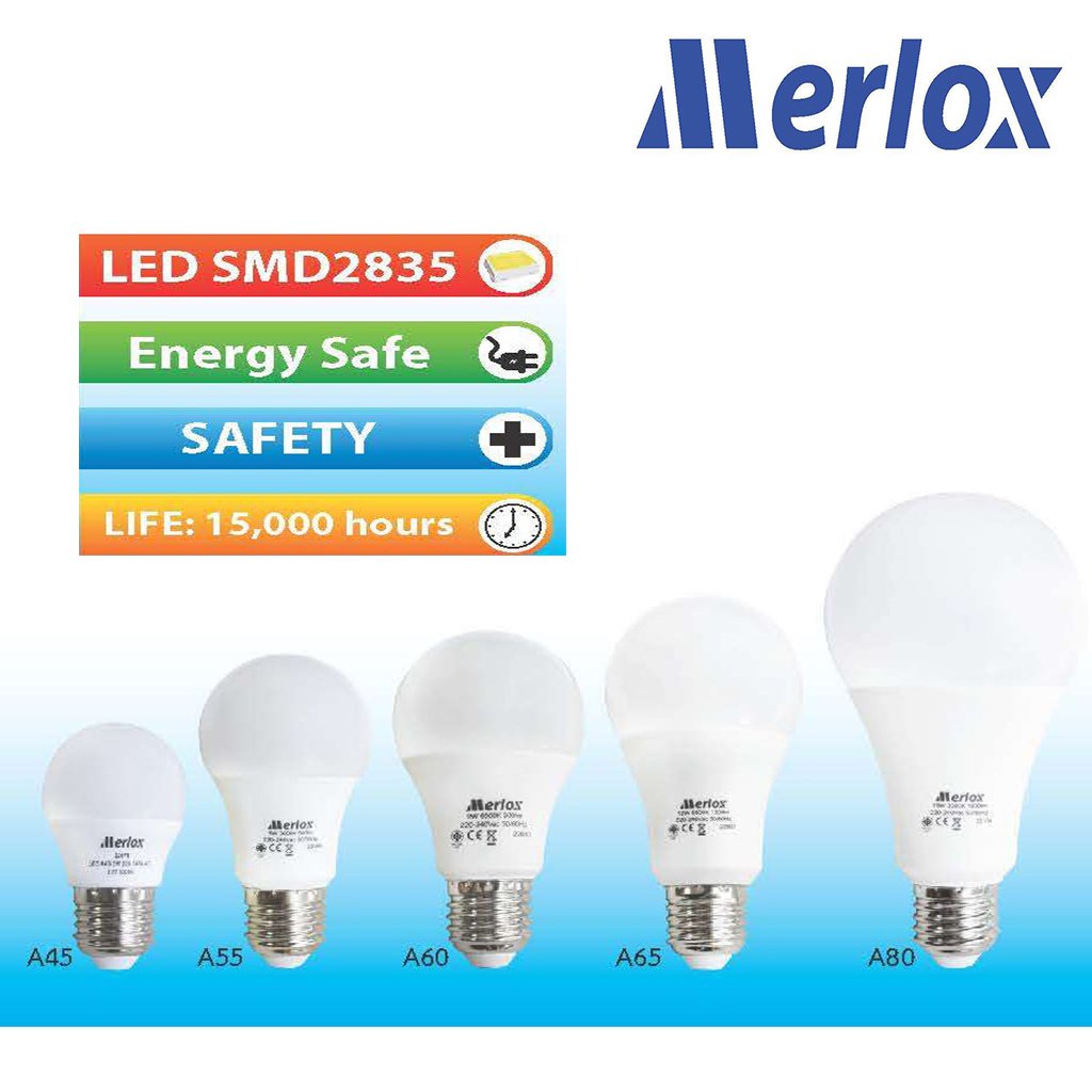 หลอดไฟ LED A55 5W 450LM 3000K 270° E27 Merlox - merloxlight