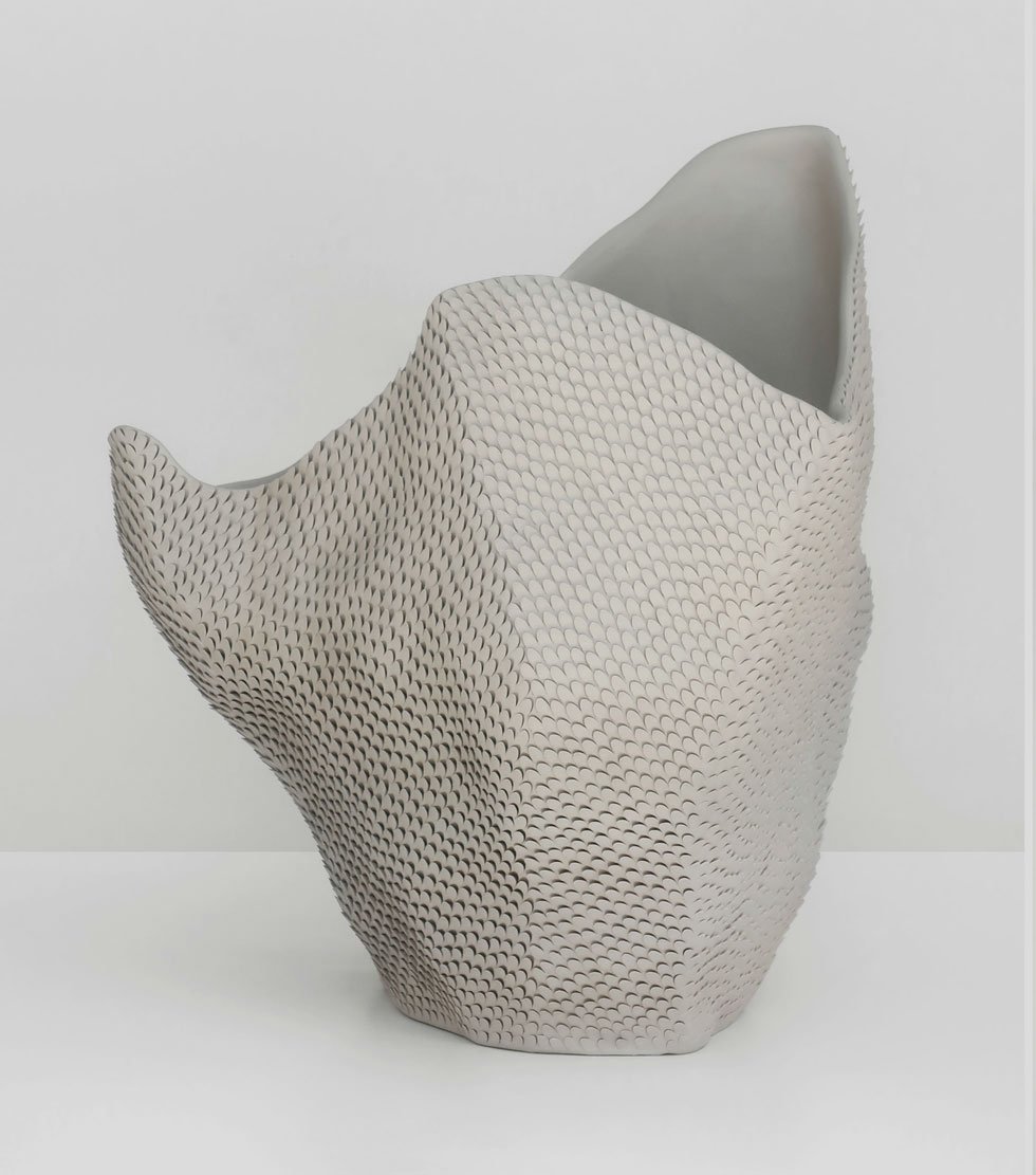 Pangolin" scales carved free form vase - pariszo
