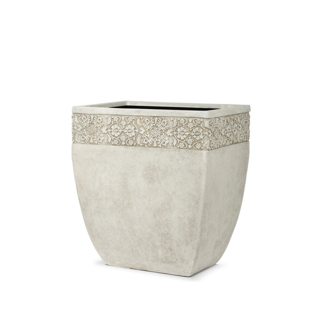 PLANTER TAPERED DECO RIM (IVORY) - M S Natural Design