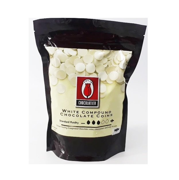 ไวท์ช็อกโกแลต คอมพาวด์ ชนิดเหรียญ ตรา ทิวลิป 1กก. TULIP WHITE CHOCOLATE ...