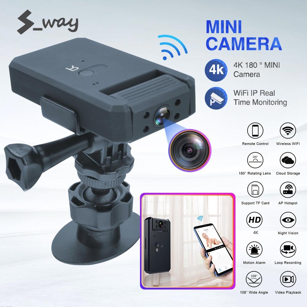 S-Way 4K Mini Camera WiFiกล้องสมาร์ทไร้สายIP Hotspot HD Night Video ...
