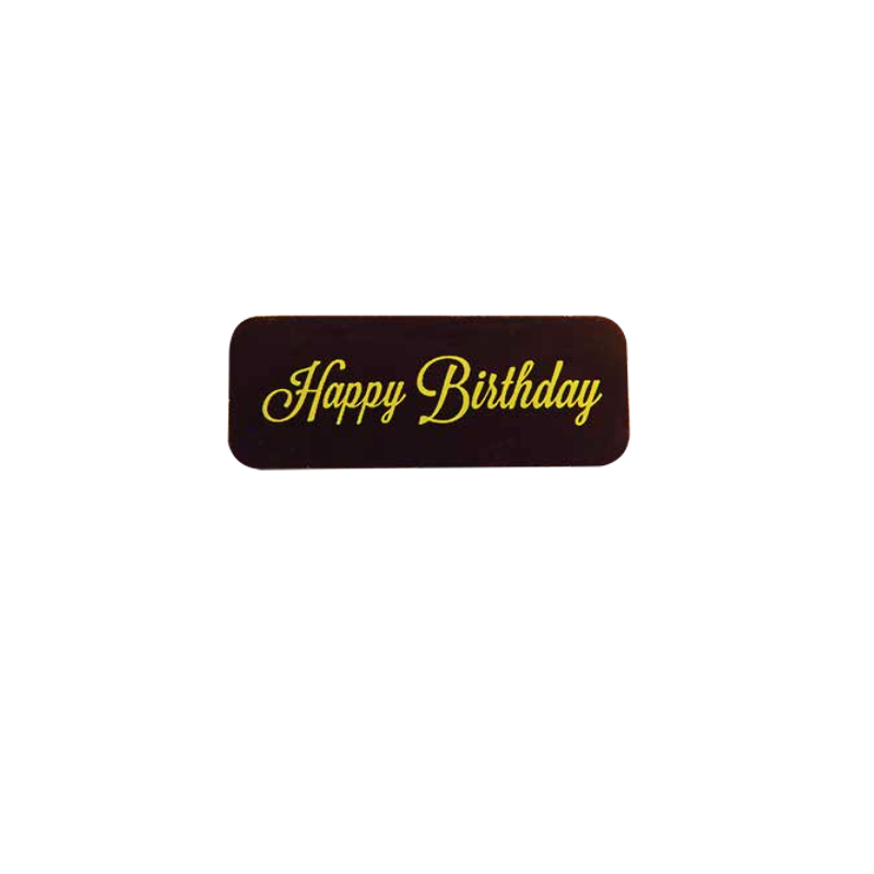 ป้ายช็อคโกแลต hbd สี่เหลี่ยม (dark/yellow)(FDEC1408DY)