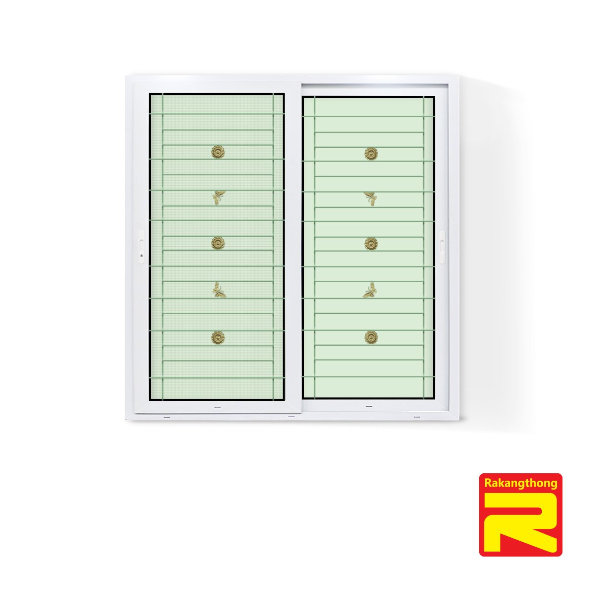 UPVC Sliding Door with Wrought Iron + 2 Layers of Glass