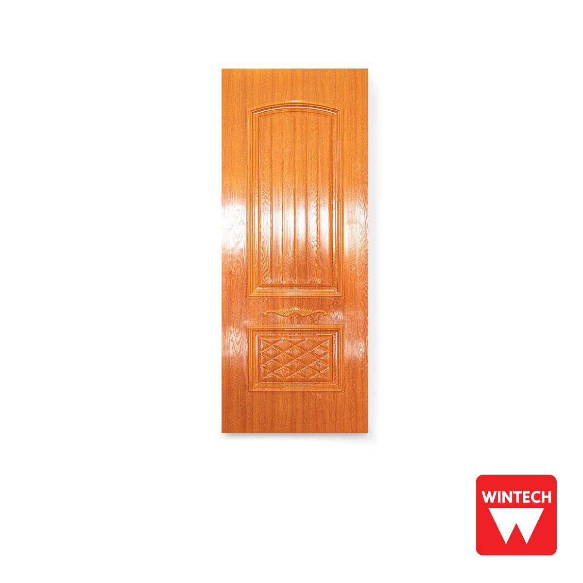 PVC Solid Door, 2 mullions, with Red Oak Pattern, Wintech