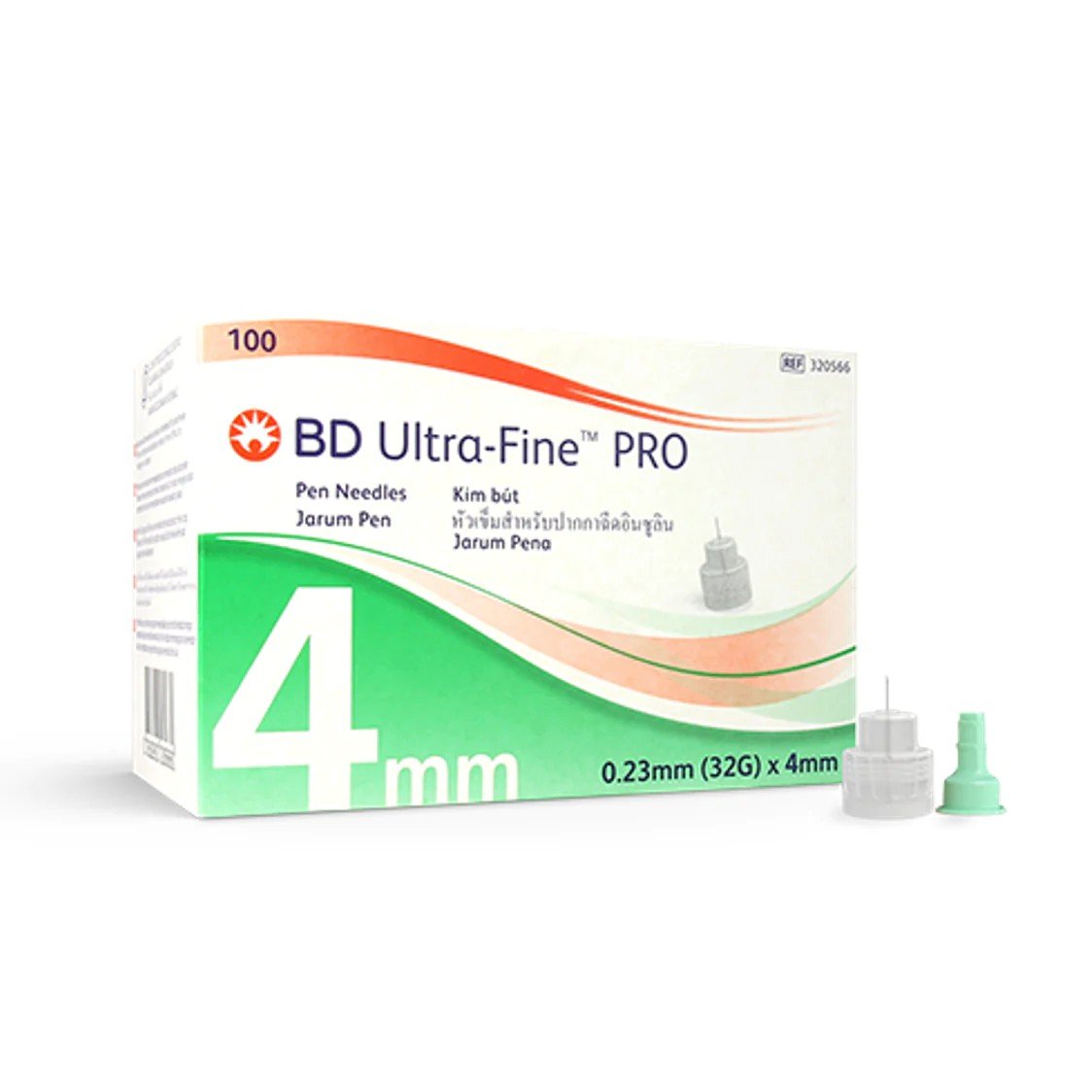 หัวเข็มปากกา อินซูลิน (INSULIN) BD Ultra fine Pro ขนาด 4 mm. 0.23 mm (32G) x 4 mm (100ชิ้น/กล่อง ...
