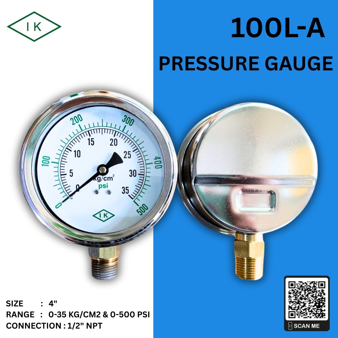 "IK" Pressure Gauge 0-35 KG/CM2 & 0-500 PSI