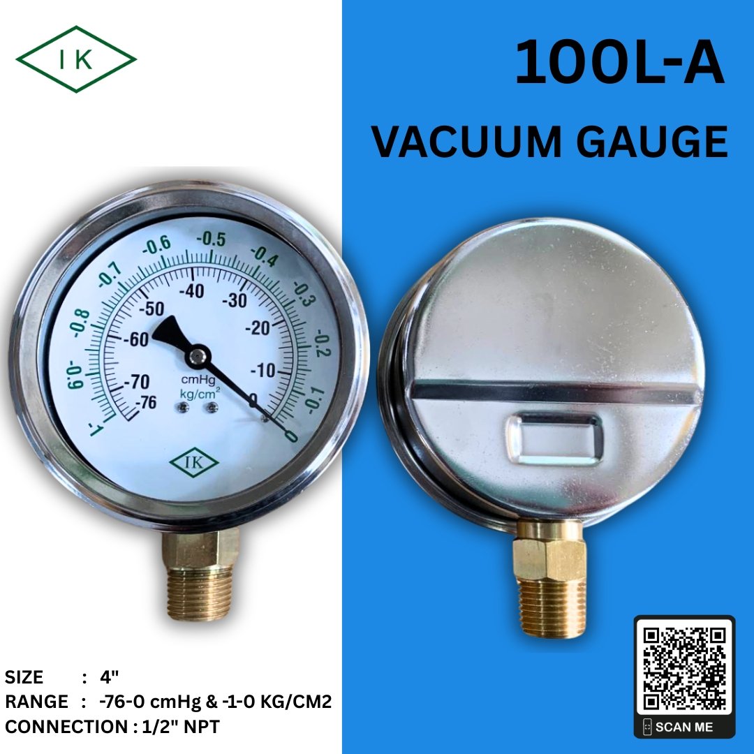 "IK" Vacuum Gauge -1-0 KG/CM2 & -76-0 CMHG