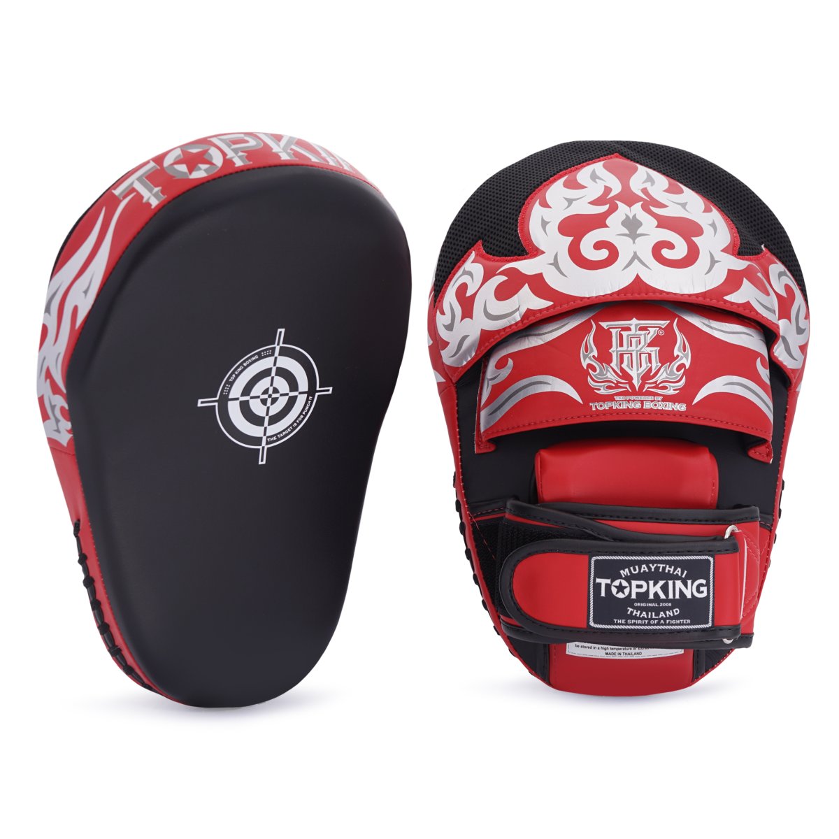 TOPKING FOCUS MITTS BLACK RED " KANOK " - topkingboxing