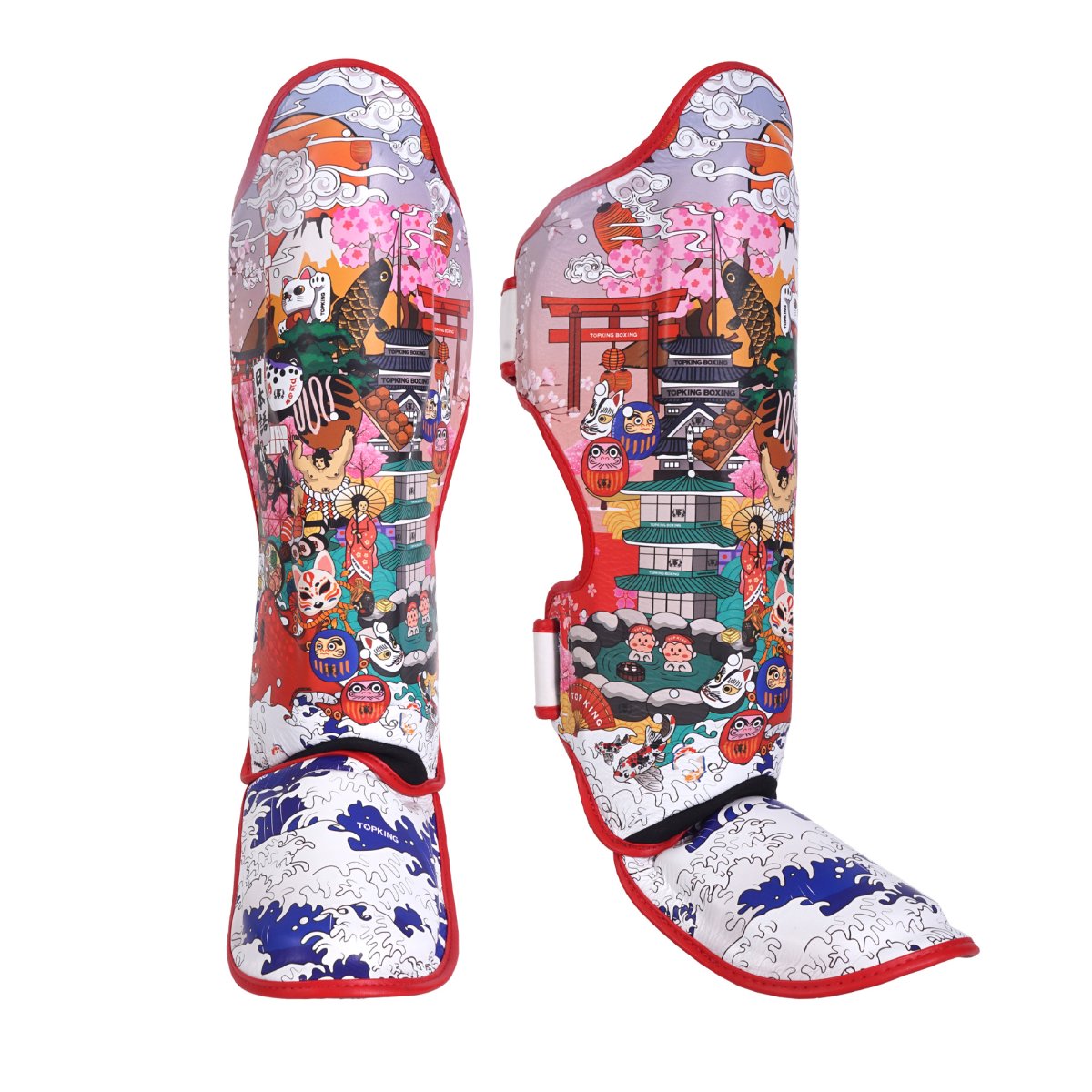 TOPKING SHIN GUARDS WHITE RED JAPAN CULTURE