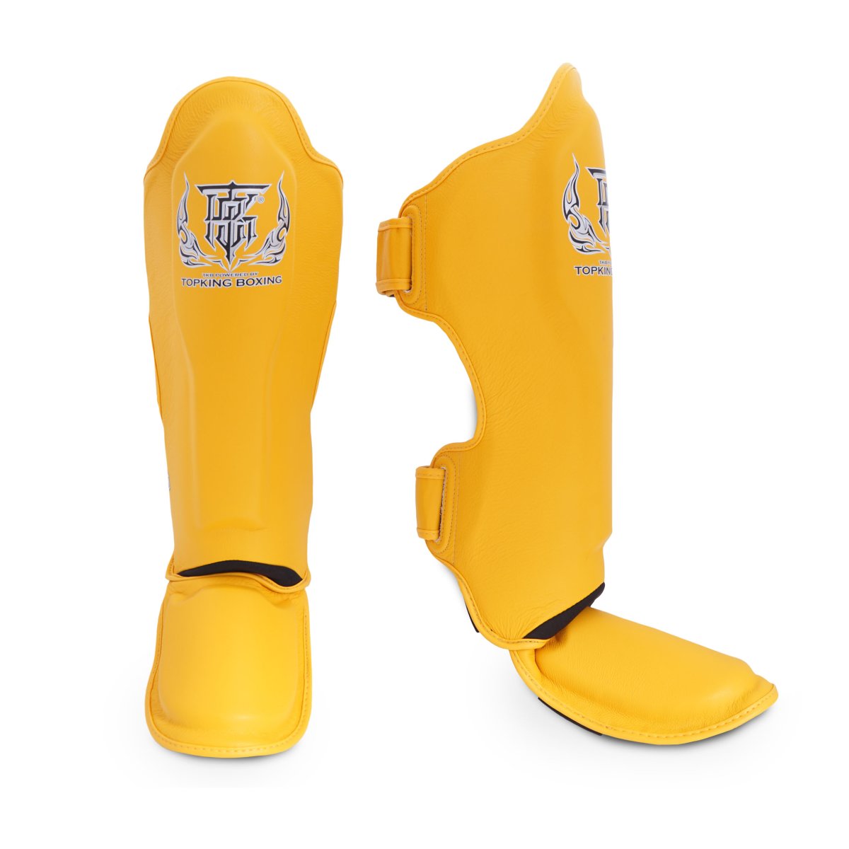 TOPKING SHIN GUARD YELLOW “ PRO ” GENUINE LEATHER