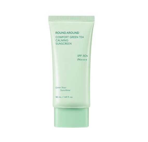 ROUND AROUND Comfort Green Tea Calming Sunscreen SPF50+PA++++ 50ml ...