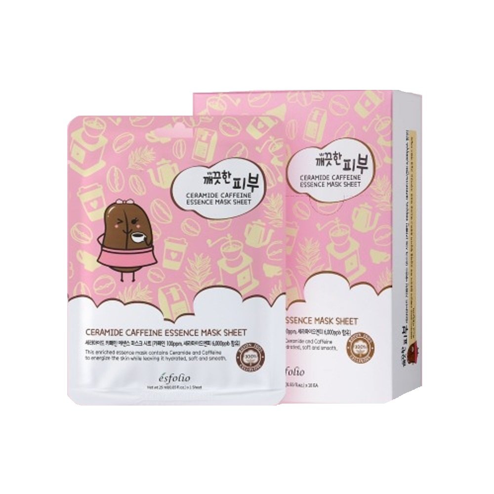 esfolio Ceramide Caffeine Essence Mask Sheet (10sheet) - testerkorea