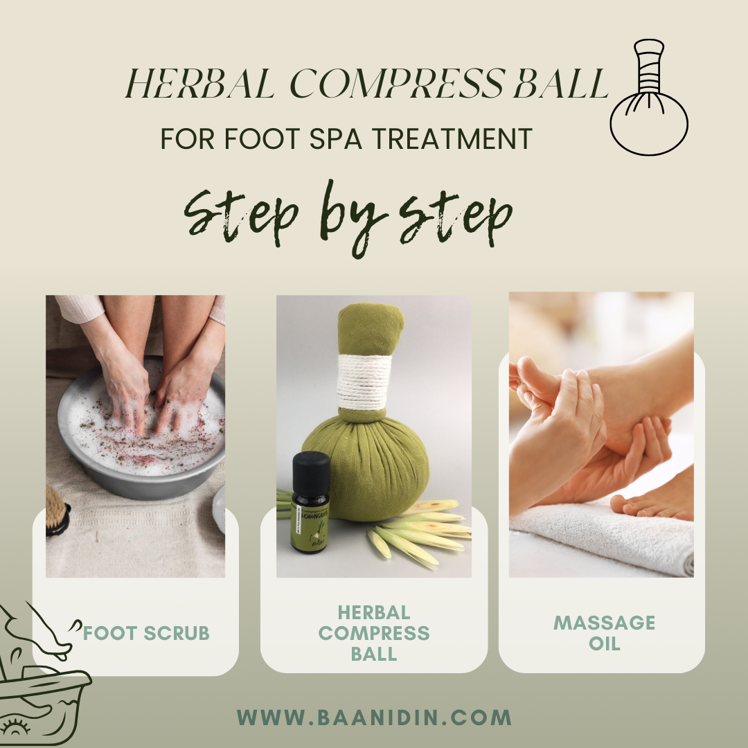 How to use herbal compress ball for foot spa treatment