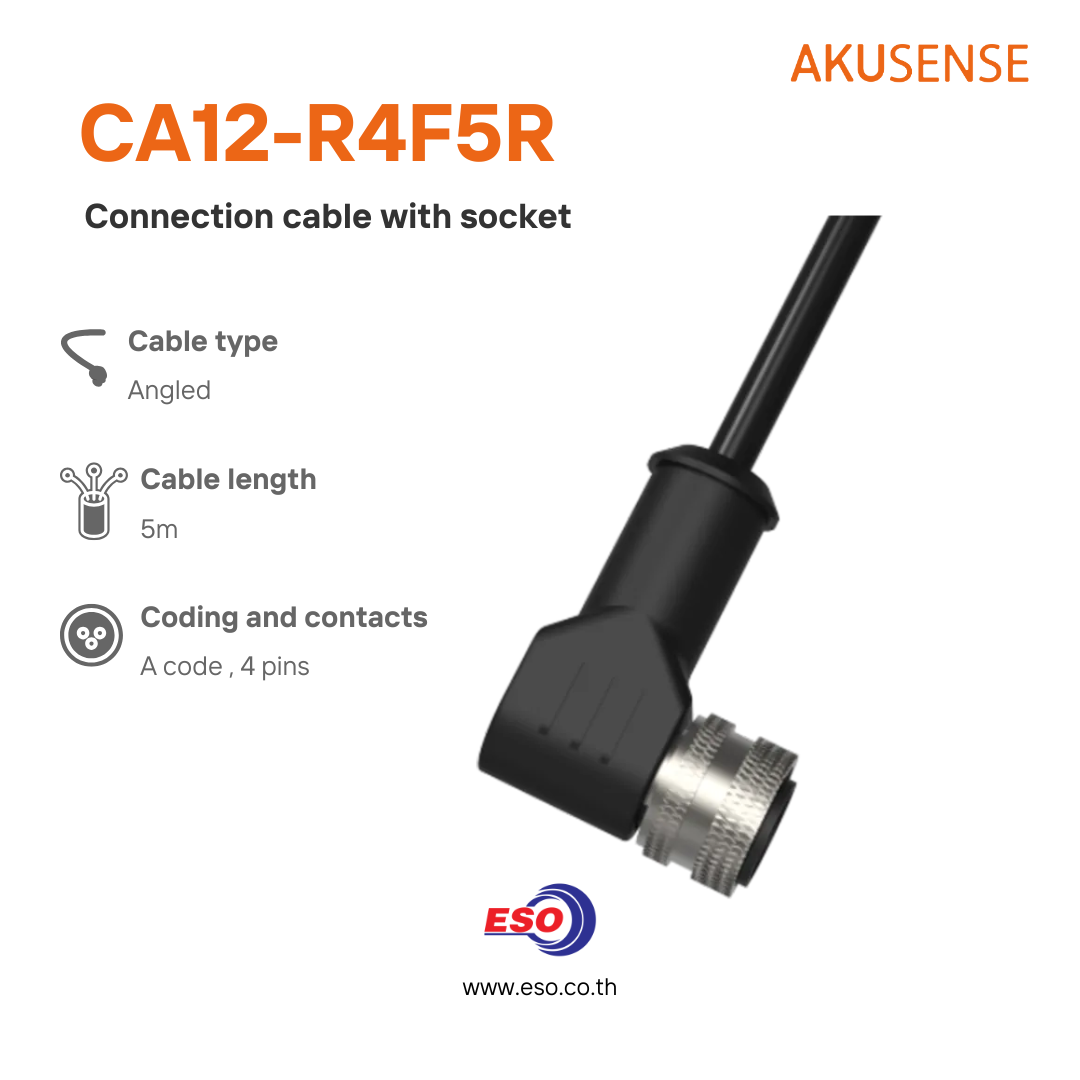 CA12-R4F5R Connection Cable with socket M12 / Angled 5m