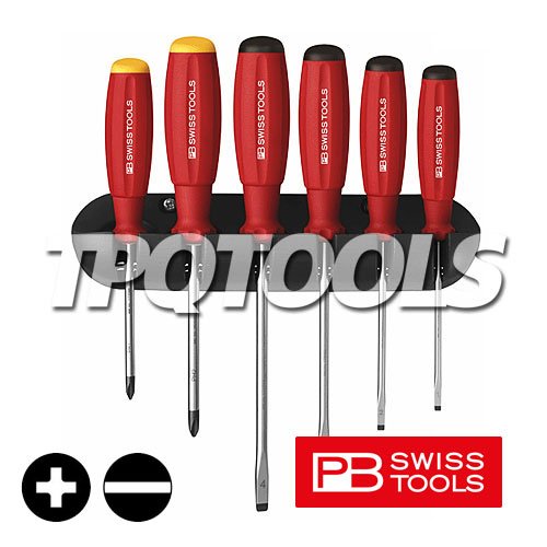 PB8244 ชุดไขควงปากแฉก-แบน 6 ตัวชุด พร้อมแผงแขวน PB SWISS TOOLS - tpqtools