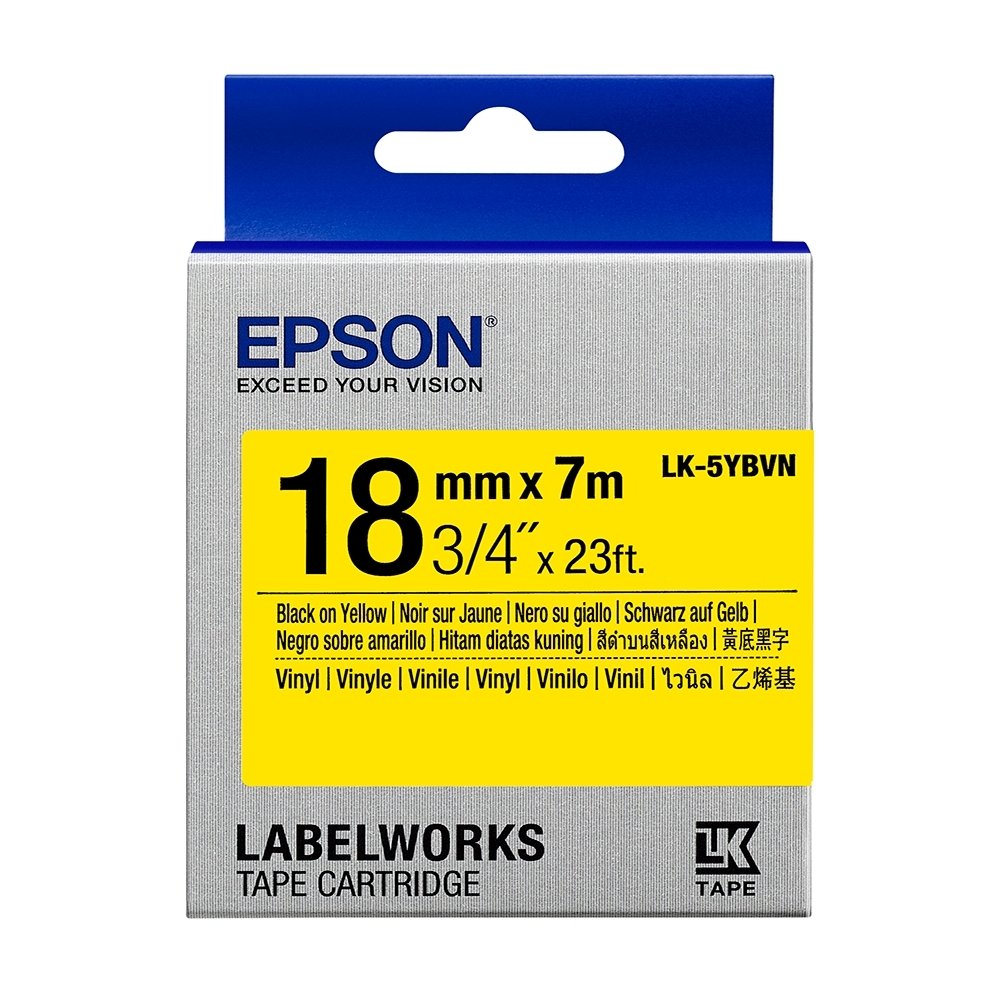 Epson LK-5YBVN Vinyl Black on Yellow (C53S655028) เทปพิมพ์อักษร ฉลาก 18 ...