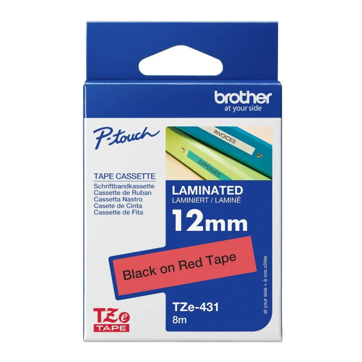 Brother TZE-431 เทปพิมพ์อักษร ขนาด 12 มม. (ดำ/แดง) แบบเคลือบพลาสติก ของ ...