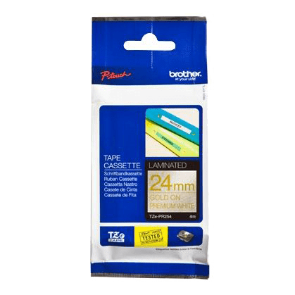 Brother TZE-PR254 เทปพิมพ์อักษร แบบมีกากเพชร ขนาด 24 มม. (ทอง/ขาว) ของ ...