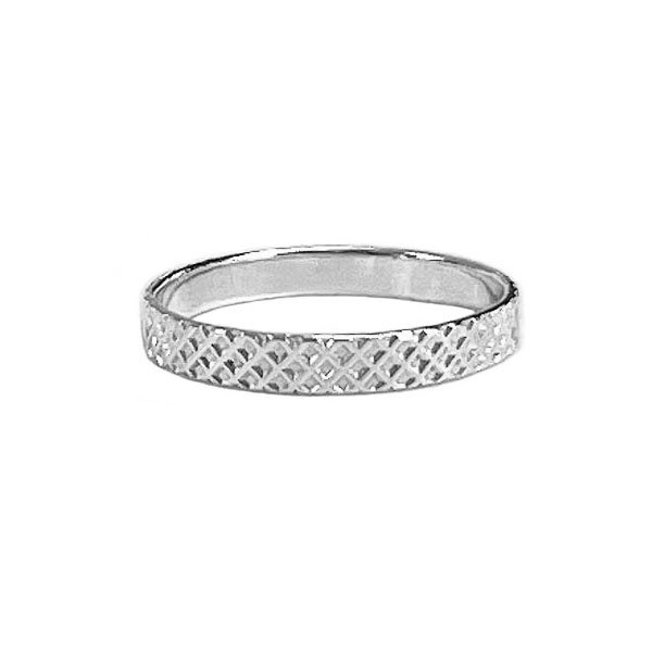 DIAMOND STAMP POLISHED SILVER RING - jollitysilver925