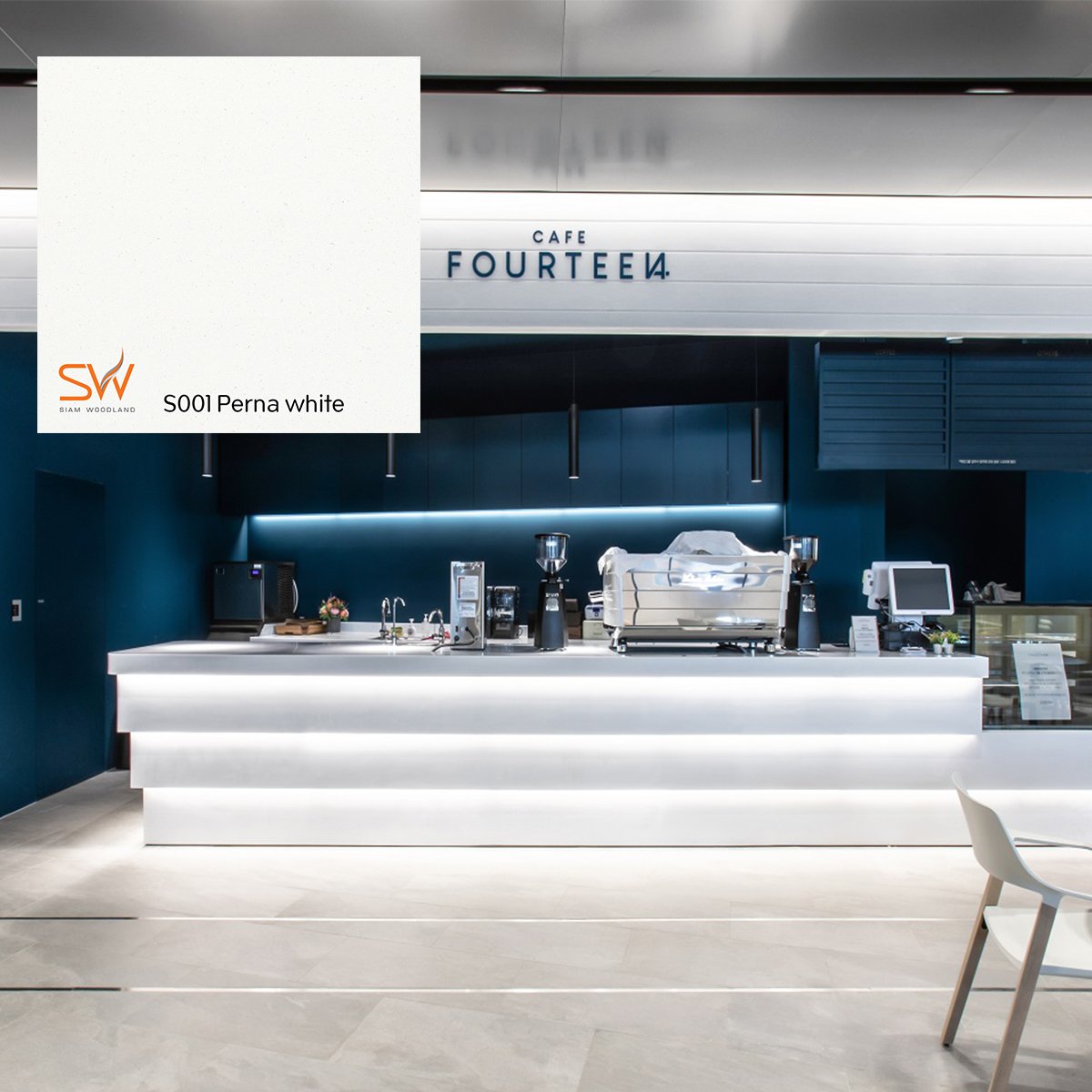 Acrylic Solid Surface Perna White S001 หินสังเคราะห์สีขาว