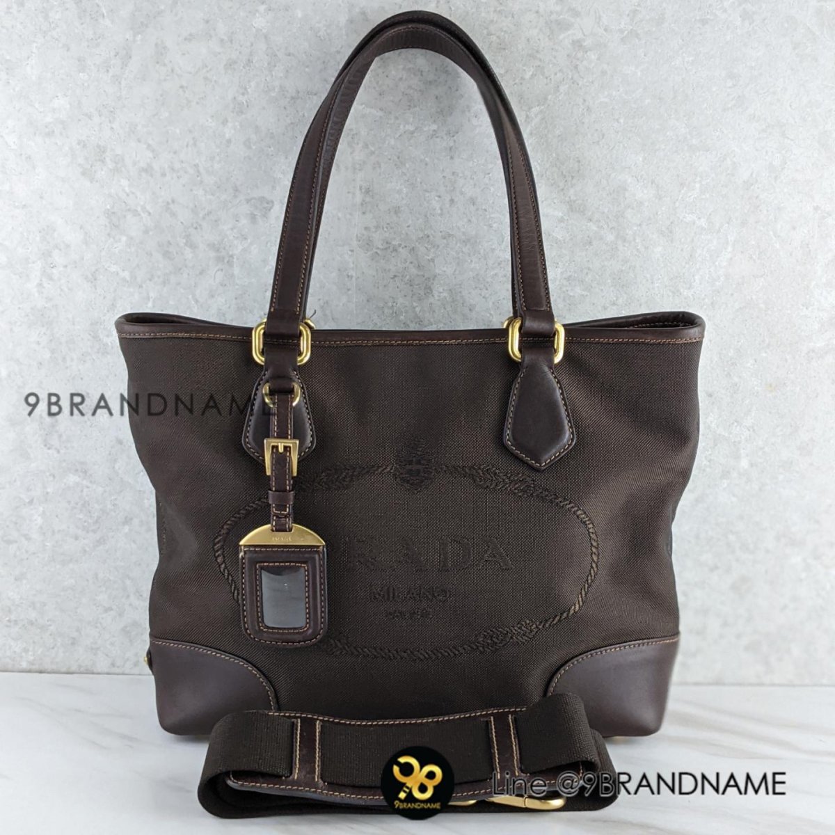 * Prada Logo Jacquard Leather 2Way Bag Brown BR3414 - 9brandname