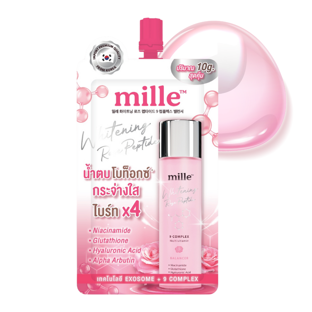 MILLE น้ำตบฟื้นฟูผิวตึงกระชับ WHITENING ROSE PEPTIDE 9 COMPLEX BALANCER ...